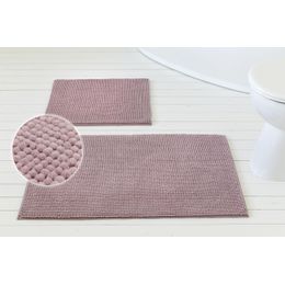 Badematte OTTO HOME, H:14mm, rosa, Polyester, Badematten, "Kaelan, weicher Chenille", Badvorleger, Badteppich weiches Chenille, pastellfarben,