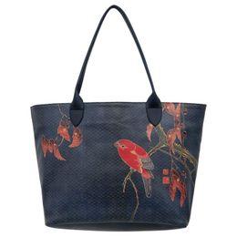 DOGO Damen Weekender "Weekender Schultertaschen Like A Bird Damen Schultertasche", blau, Lacklederimitat, Taschen, Handgefertigt