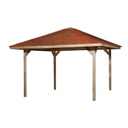 Pavillon Weka, braun, Garten, Pavillons, "Paradies 3", BxT: 433x433 cm, inkl. Dachschindeln und Pfostenanker