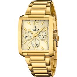 Festina Herren Chronograph, gold, Armbanduhren, Armbanduhr, Quarzuhr, Herrenuhr, Stoppfunktion, Edelstahlarmband