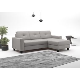 Ecksofa Places of Style, B:239cm H:91cm T:164cm, grau, Wohnzimmer, Sofas, "Varese", wahlweise mit Bettfunktion und Bettkasten