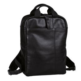 Camel Active Rucksack "Pine", schwarz, Leder, clean, unifarben, Rucksäcke, aus pflanzlich gegerbtem Rindsleder im kernigen Look mit Laptopfach