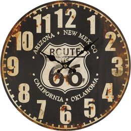 Wanduhr AMBIENTE HAUS, B:28cm H:28cm T:3,5cm, schwarz, Wohnzimmer, Wanduhren, "Route 66 Wanduhr 28cm"