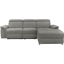 Ecksofa Home Affaire, B:259cm H:98cm T:163cm, grau, Webstoff (95% Polyester 5%Nylon), Wohnzimmer, Sofas, "Pareli, L-Form, 259cm,m. Recamiere,