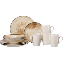 Ritzenhoff & Breker Kombiservice "Geschirr-Set, Service Siena", 12 Stk., braun, RITZENHOFF & BREKER, Geschirr-Sets, keramischer Digitaldruck, 12 Teile, f&uuml;r 4 Personen