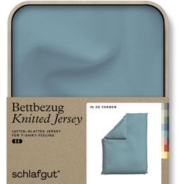 Bettbezug Schlafgut, L:200cm, blau, Jersey, Obermaterial: 95% Baumwolle, 5% Elasthan, Bettbezüge, "Knitted Jersey uni, aus Bio-Baumwolle mit