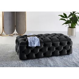 Polsterhocker Home Affaire, B:120cm H:45cm T:55cm, schwarz, 100% Polyester, Hocker, "KALINA, hochwertige Knopfheftung, B/T/H: 120/55/45 cm", mit