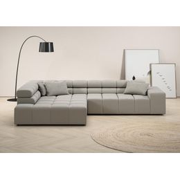Ecksofa Inosign, B:319cm H:70cm T:215cm, grau, Struktur (85% Polyester, 15% Viskose);Luxus-Microfaser weich (98% Polyester, 2% Nylon);Velours (100%