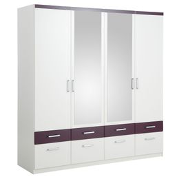 Kleiderschrank Priess, B:140cm H:193cm T:56cm, lila, Holzwerkstoff, Schlafzimmer, Schr&auml;nke