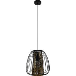 Eglo Hängeleuchte "CURASAO Pendellampe, Stahl und Textil, E27, IP20, Esstischlampe, Lampe", Ø 33,5cm H: 110cm, 1 Stk., schwarz, Esszimmer, Leuchten,