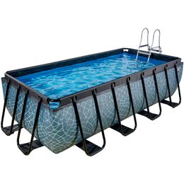 Framepool EXIT, B:200cm H:100cm L:400cm, grau, Schwimmbecken, BxLxH: 200x400x100 cm, mit Sandfilterpumpe und Sicherheitsleiter