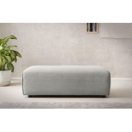 Hocker, B:130cm H:44cm T:62cm, grau, LeGer Home by Lena Gercke, 100% Polyester, Wohnzimmer, Hocker, "PIARA, Polsterhocker mit Kedernaht, Cord,