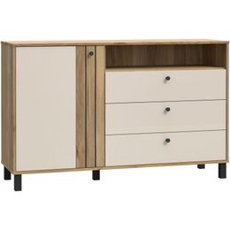 Sideboard FORTE, B:138,1cm H:87cm T:42cm, beige, Dekorfolie, MDF, Metall, Spanplatte, Wohnzimmer, Sideboards, "Killarney", Sideboard, Stauraum, Soft