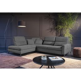 Ecksofa Alina, B:260cm H:127cm T:228cm, grau, Struktur fein TCM (100% Polyester), Wohnzimmer, Sofas, "Louis", Breite 260 cm, R&uuml;ckenlehnenverstellung,