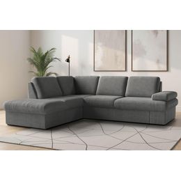 Sit & More Ecksofa SIT & MORE, B:238cm H:82cm T:202cm, grau, 100% Polyester, Wohnzimmer, Sofas, "Moreno L-Form, B: 238 cm", mit Armteilverstellung, optional