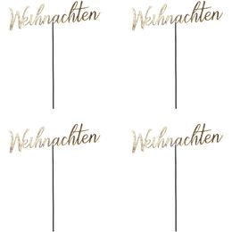 CREATIV DECO Deko-Schriftzug "Weihnachtsdeko", B/H/T: 22cm x 24cm, gold, Dekofiguren, zum Stecken