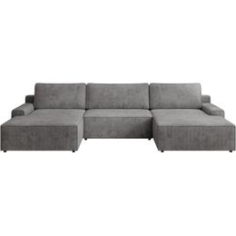 Wohnlandschaft Trendmanufaktur, B:333cm H:98cm T:168cm, grau, 88% Polyester / 12% Nylon, Sofas, "Challenge, Schlafsofa mit Bettkasten, Couch in