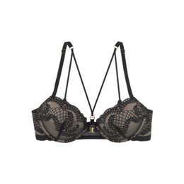 Lascana Damen Push-up-BH, Gr. 70, schwarz, Spitze, Obermaterial: 60% Polyamid, 35% Polyester, 5% Elasthan, BHs, mit wundersch&ouml;nem R&uuml;cken, sexy Dessous