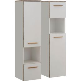 Midischrank SAPHIR, B:30cm H:122,5cm T:33cm, wei&szlig;, Spanplatte, Badezimmer, Schr&auml;nke, "Quickset 931 Badschrank in Wei&szlig; Glanz, 1 T&uuml;r, 1 Nische, 1