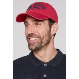 CAMP DAVID Herren Baseball Cap, rot, bestickt, Baumwolle, Caps, mit Klett-Verschluss