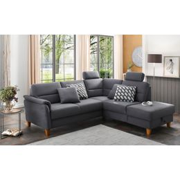 Ecksofa Home Affaire, B:236cm H:89cm T:212cm, grau, 100% Polyester;Struktur (100% Polyester);Luxus-Microfaser in Lederoptik (100% Polyester),