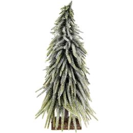 I.GE.A. Dekobaum "Weihnachtsdeko, Weihnachtsbaum", B/H/T: 16cm x 32cm x 16cm, grün, Dekofiguren, Künstlicher mini Tannenbaum geeist auf Holzsockel 32