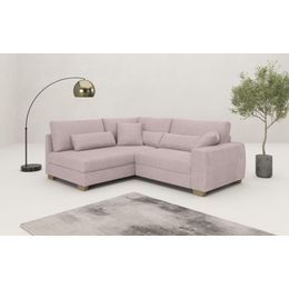 Ecksofa MR. COUCH, B:227cm H:68cm T:190cm, rosa, Novaclean Avanti (100% Polyester), Wohnzimmer, Sofas, "Hilla L-Form", Mit Federkern, wahlweise mit