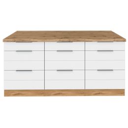 Unterschrank KOCHSTATION, B:180cm H:86cm T:60cm, wei&szlig;, MDF, K&uuml;che, Schr&auml;nke, "KS-Luhe", 180 cm breit, f&uuml;r viel Stauraum, MDF-Fronten mit waagerechter