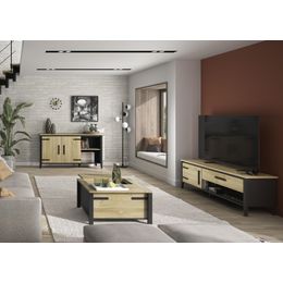 Buffet GAMI, B:165cm H:90cm T:45cm, schwarz, K&uuml;che, Schr&auml;nke, "Cork", 2 Vollt&uuml;ren und 2 Nischen. 1 gro&szlig;e linke Ablage und 1 rechte Ablage