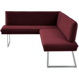 K+w Komfort & Wohnen Eckbank, H:86cm T:60cm, rot, K+W KOMFORT & WOHNEN, Esszimmer, Sitzb&auml;nke, mit Sattlernaht und schmaler Kufe, langer Schenkel rechts oder links