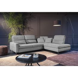 Ecksofa Alina, B:260cm H:127cm T:228cm, grau, Struktur fein TCM (100% Polyester), Wohnzimmer, Sofas, "Louis", Breite 260 cm, R&uuml;ckenlehnenverstellung,