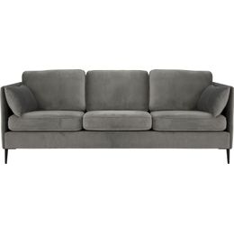 3-Sitzer Home Affaire, B:190cm H:83cm T:92cm, grau, 100% Polyester, Sofas, "Light", inklusive loser Zierkissen, mit schmalen Armlehnen und
