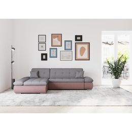 Ecksofa DOMO collection, B:300cm H:80cm T:172cm, lila, Kunstleder SOFTLUX / Struktur (90% Polyester/ 10% Polyacryl);Microfaser PRIMABELLE (100%