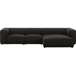 Ecksofa W.Schillig, B:341cm H:66cm T:164cm, schwarz, Longlife Xtra-Leder Z59: Glattleder mit modischer Pr&auml;gung. Hautst&auml;rke 0, 9 - 1, 1 mm,