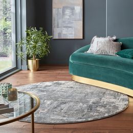 Teppich FLAIR RUGS, H:10mm &Oslash;:160cm, grau, Kunstfaser, Wohnzimmer, Teppiche, "Wonderlust"
