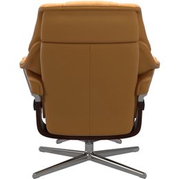 Relaxsessel stressless, B:83cm H:100cm T:76cm, gelb, Wohnzimmer, Sessel, "Reno", mit Cross Base, Gr&ouml;&szlig;e S, M & L, Holzakzent Braun