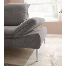 Ecksofa W.Schillig, B:294cm H:87cm T:185cm, grau, Chenille-Flachgewebe R66 (85% Polyester, 15% Nylon);Longlife Xtra-Leder Z59: Glattleder mit