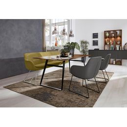 Essbank Musterring, B:180cm H:87cm T:66cm, gr&uuml;n, 100% PES, K&uuml;che, Sitzb&auml;nke, "Tavia", Schlittengestell in drei Ausf&uuml;hrungen, Breite 180, 200 oder 220