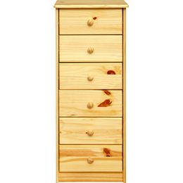 Kommode Home Affaire, B:43cm H:106cm T:35cm, beige, Massivholz, Sideboards, "Chur", aus Massivholz Kiefer