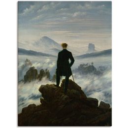Wandbild Artland, B:45cm H:60cm, blau, Leinwand, Wohnzimmer, Bilder, "Der Wanderer &uuml;ber dem Nebelmeer. Um 1818", als Leinwandbild, Poster in