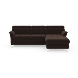 Sit & More Ecksofa SIT & MORE, B:257cm T:166cm, braun, 98% Polyester, 2% Polyamid, Wohnzimmer, Sofas, "Marano L-Form", inklusive Kopfteilverstellung, wahlweise