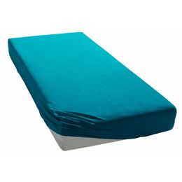 Spannbettlaken my home, B:140cm L:200cm, blau, Jersey, Obermaterial: 100% Baumwolle, Bettlaken, "BLACKBERRY", 100% Baumwolle, Matratzen bis 28 cm