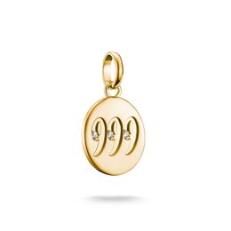 Thomas Sabo Damen Charm-Einhänger "Charm Angel Number 999 vergoldet - Connect", gold, Silber 925 (recycelt), Charms, mit Zirkonia (synth.)