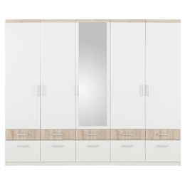 Kleiderschrank Priess, B:230cm H:193cm T:56cm, wei&szlig;, Holzwerkstoff, Schlafzimmer, Schr&auml;nke