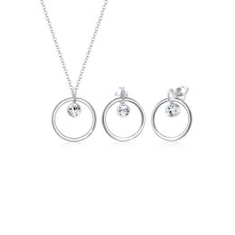 Elli Damen Schmuckset "Kreis Geo 925 Silber, mit Kristallen von Swarovski", onesize,mit Stein, silber, Silber 925 (Sterlingsilber), Schmuck_Sets