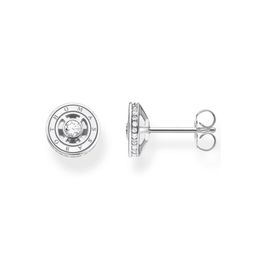 Thomas Sabo Damen Paar Ohrstecker "mit weißen Steinen silber", 9mm, Silber 925 (Sterlingsilber), bunt, Silber 925 (Sterlingsilber), Ohrringe, mit