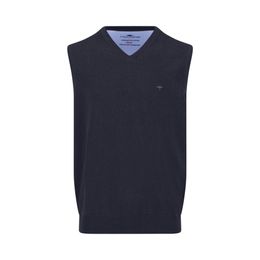 Fynch-Hatton Herren Pullunder, blau, Gr. S, bestickt, unifarben, Strick, Obermaterial: 100% Baumwolle, Pullover, mit Logo Stickerei