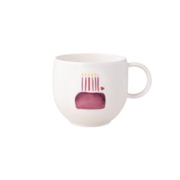 Villeroy & Boch VILLEROY & BOCH Becher "Henkelbecher Happy Birthday With Love 290 ml weiß-rot", weiß, Trinkgefäße