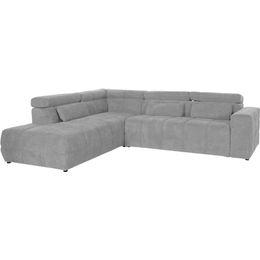 Ecksofa DOMO collection, B:275cm H:80cm T:228cm, grau, Wohnzimmer, Sofas, "Brandon L-Form, auch in Leder", inklusive Kopfteilverstellung, wahlweise