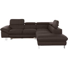 Ecksofa COTTA, B:268cm H:73cm T:214cm, braun, Kunstleder SOFTLUX;LEDER BEEFY (ein abgedecktes Spalt-Rindsleder) im Sitz und R&uuml;cken (Korpus in